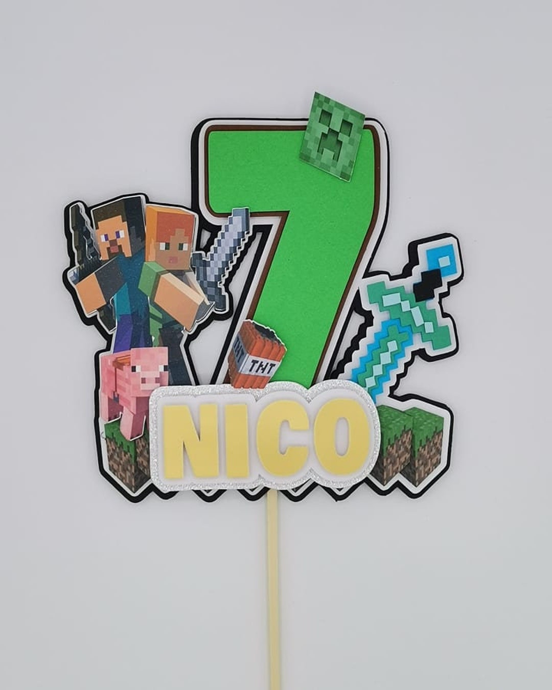 Minecraft Topper Birthday Cake Topper - Etsy