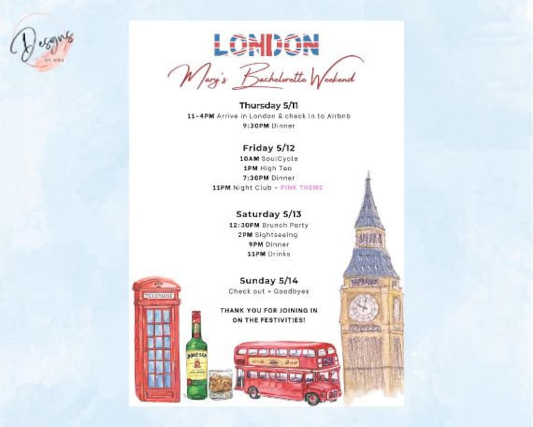 London Itinerary Template - Etsy