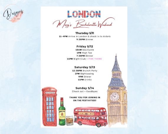 London Itinerary Template - Etsy