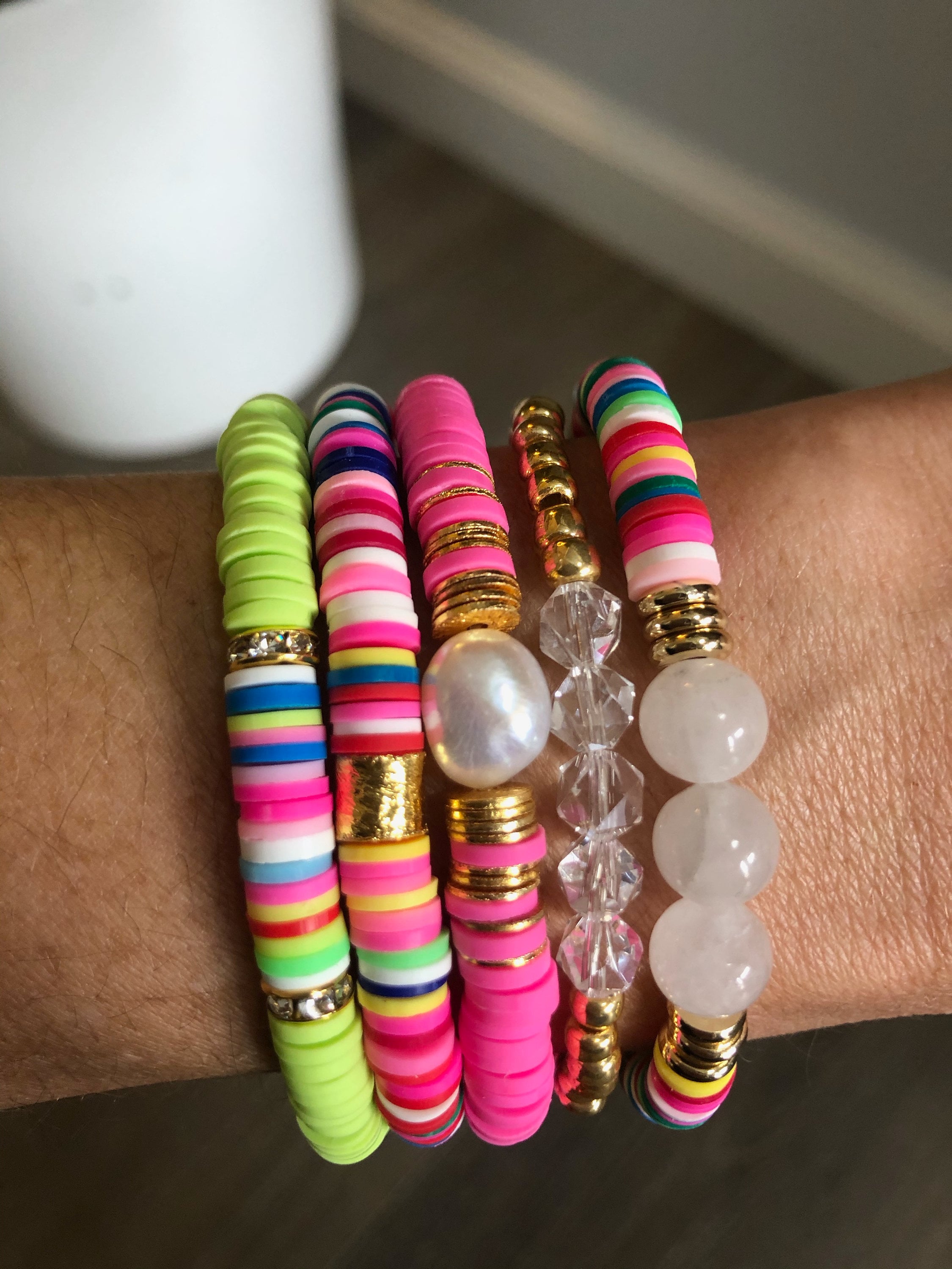 Summer Heishi Bracelet Stack | 6mm Heishi Beads | Summertime | Gold and ...