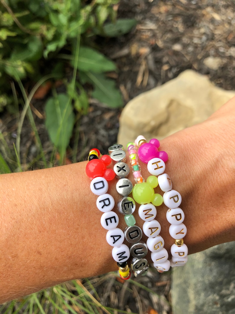 Custom Disney Mickey Letter Beaded Bracelets, With or Without Mickey ...