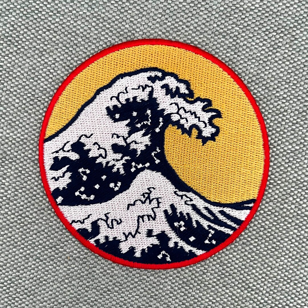 Urbanski Patch Great Wave Large Wave With Red Edge to Iron on 7.7 X 7.7 ...
