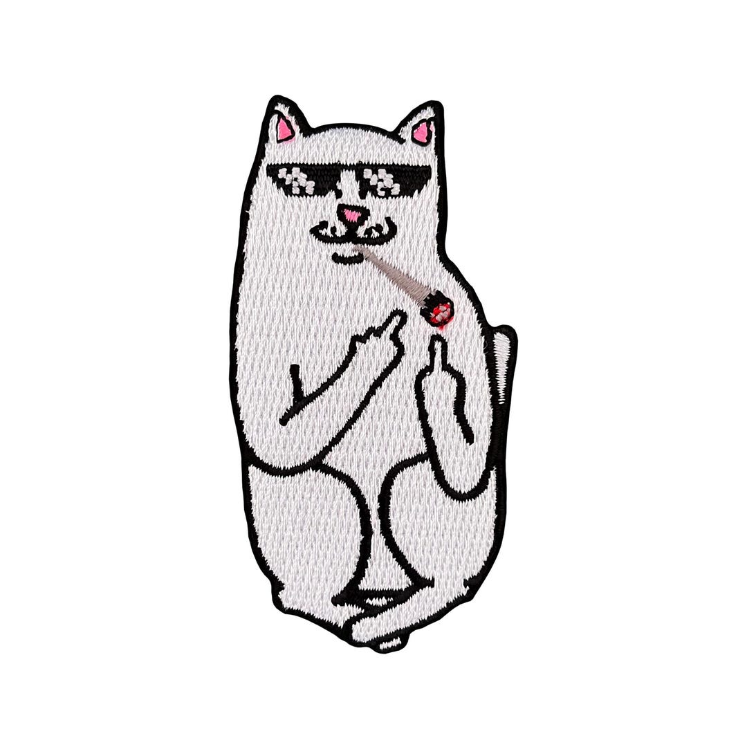 Urbanski Patch Thug Life Cat With Glasses Showing Finger to Iron on 8 X ...