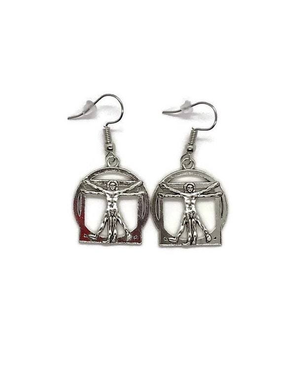 Da Vinci Vitruvian Man Earrings Da Vinci Man Earrings | Etsy