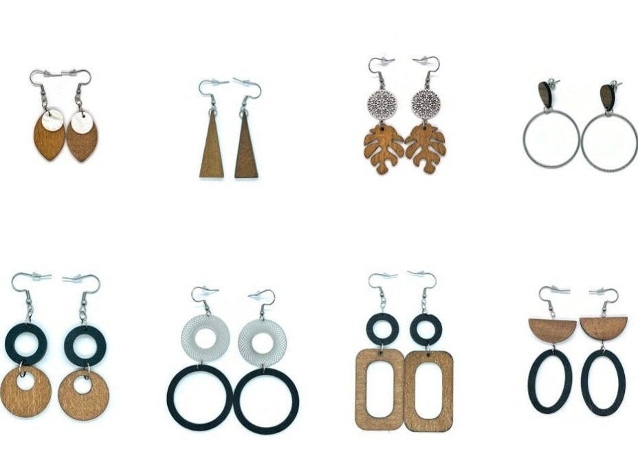 Filigree Wood Earrings Laser Cut Wooden Earrings Big Round Etsy