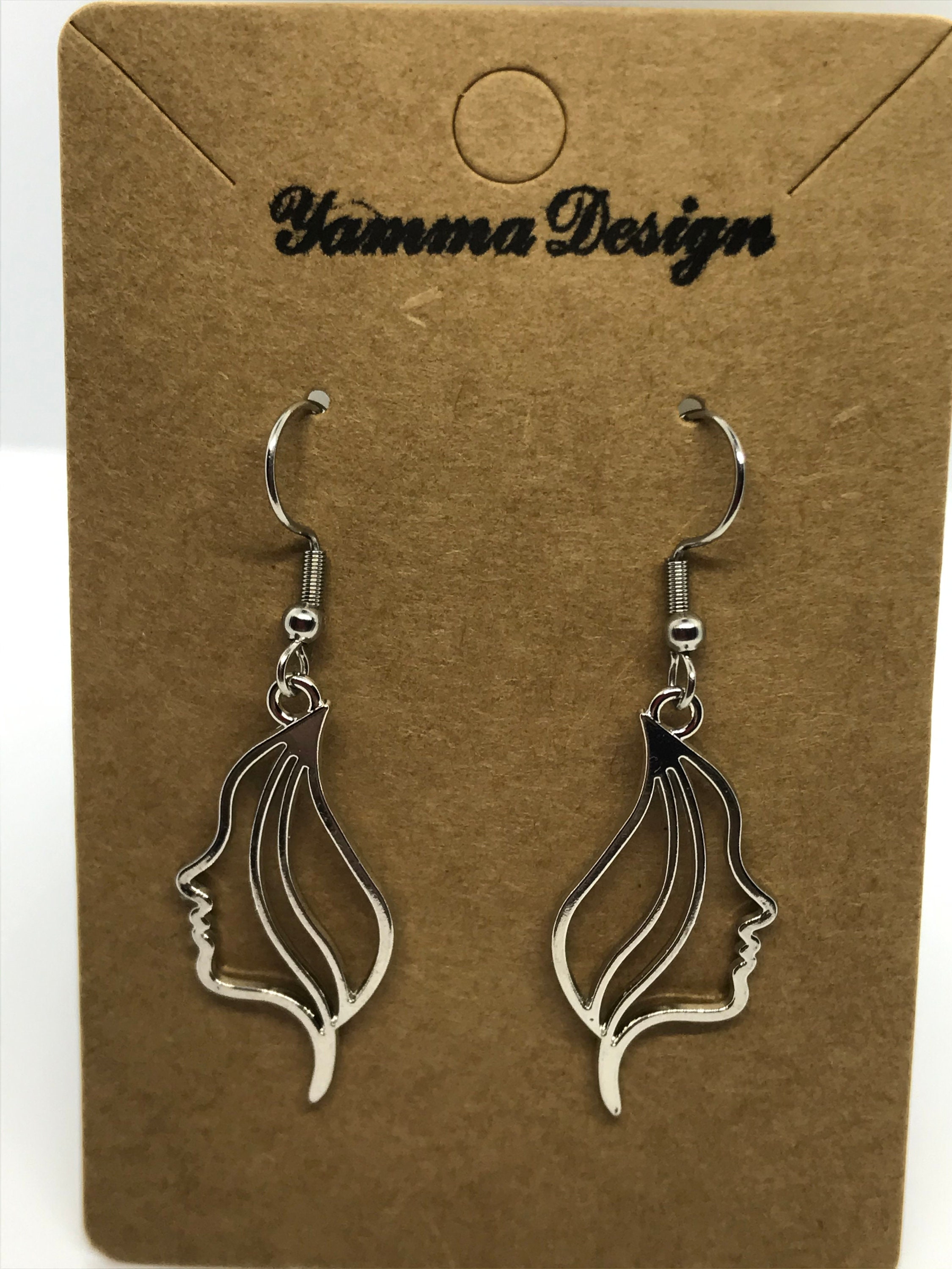 Metal Face Earrings Woman Profile Earrings Woman Face Earrings Human ...