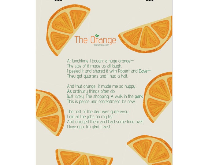 The Orange by Wendy Cope Custom Typewriter Poem Print. Poetry Quote ...