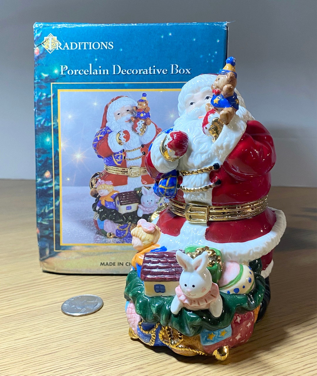 1998 Traditions Porcelain Santa Keepsake Box - Etsy