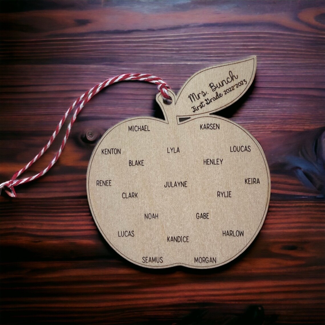 Personalized Apple Class List Ornament, Gift for Teacher Appreciation ...