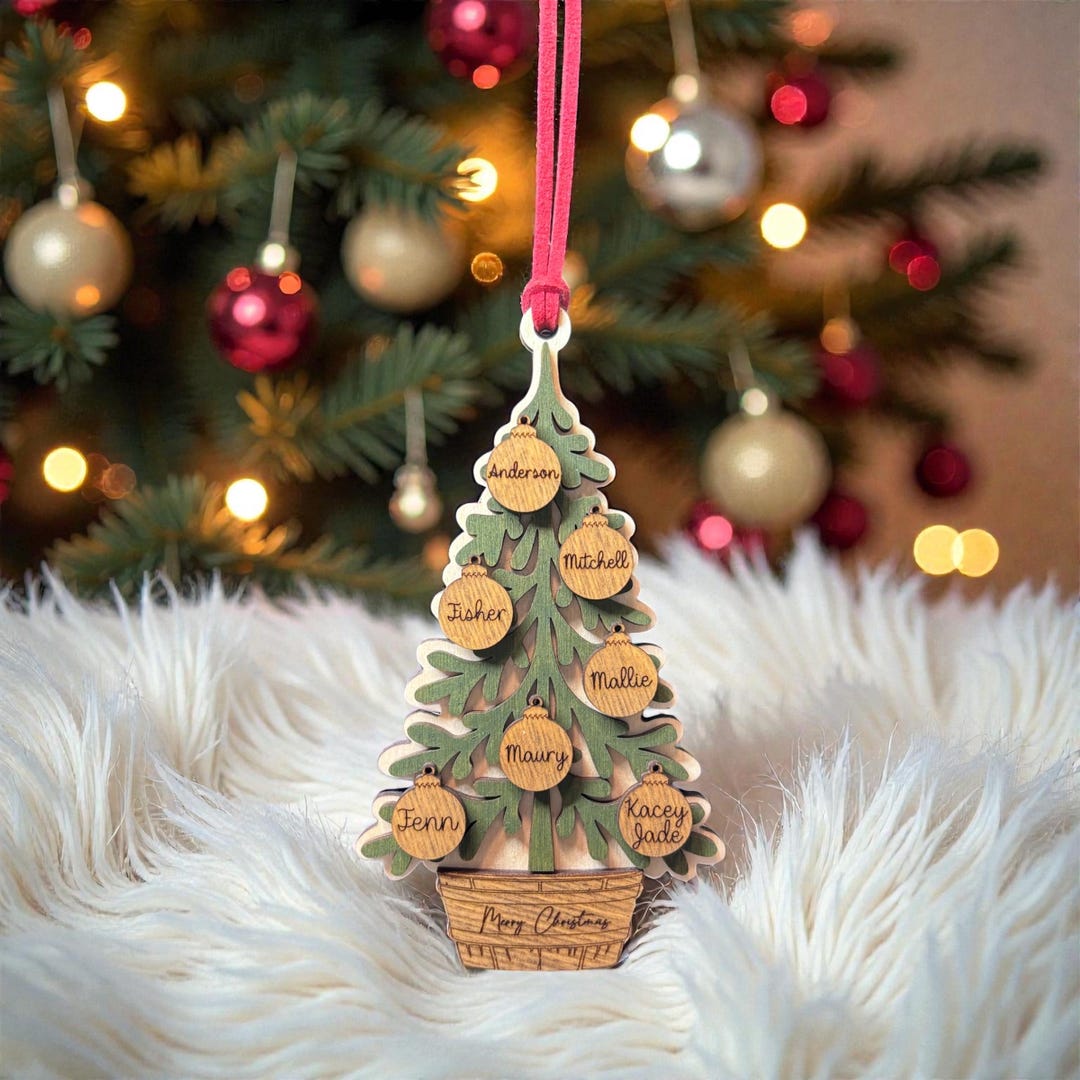 Personalized Family Christmas Tree Ornament | Custom Name Ornament ...