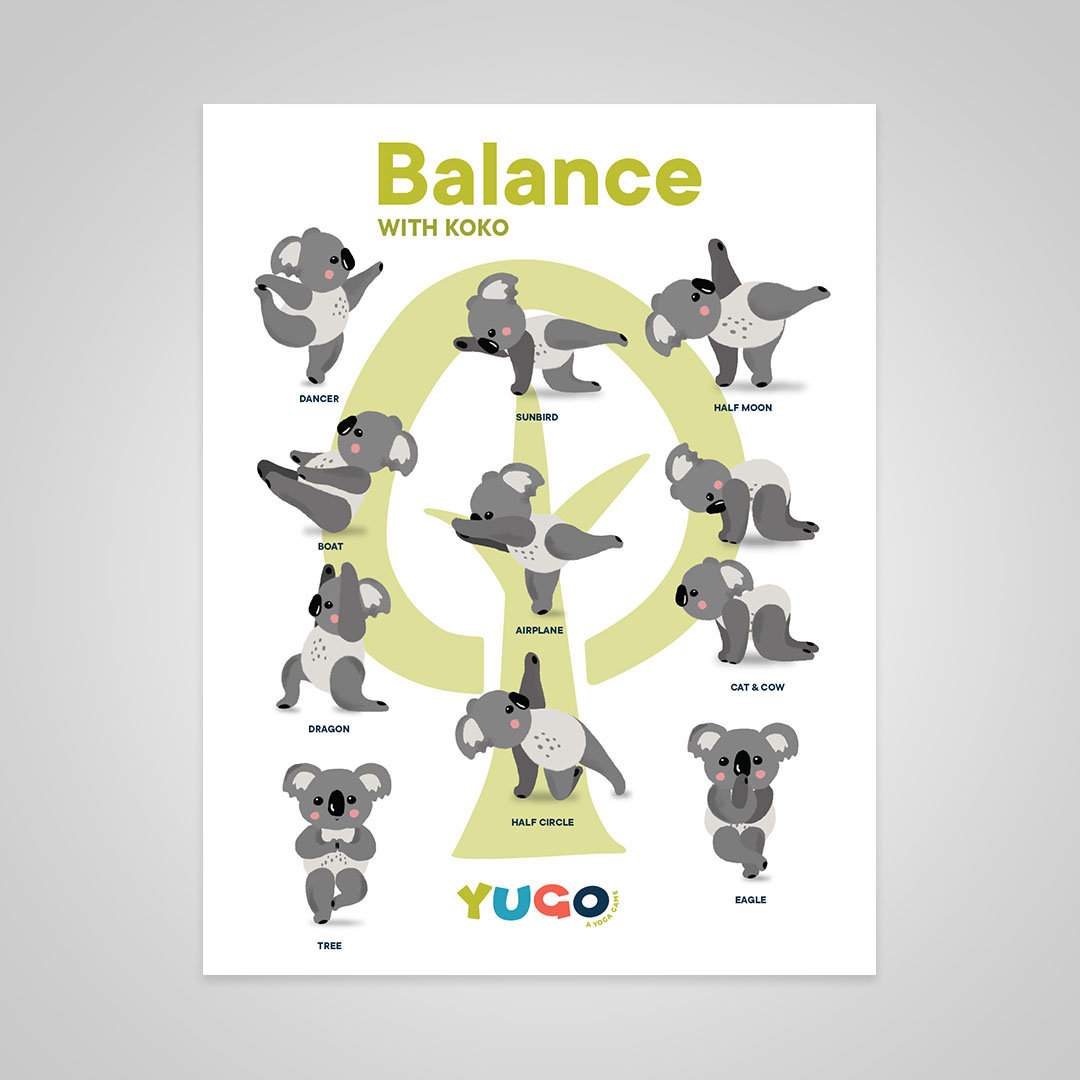 Small Yugo Character Poster Bundle | 4 Yoga Pose Posters, DIGITAL ...