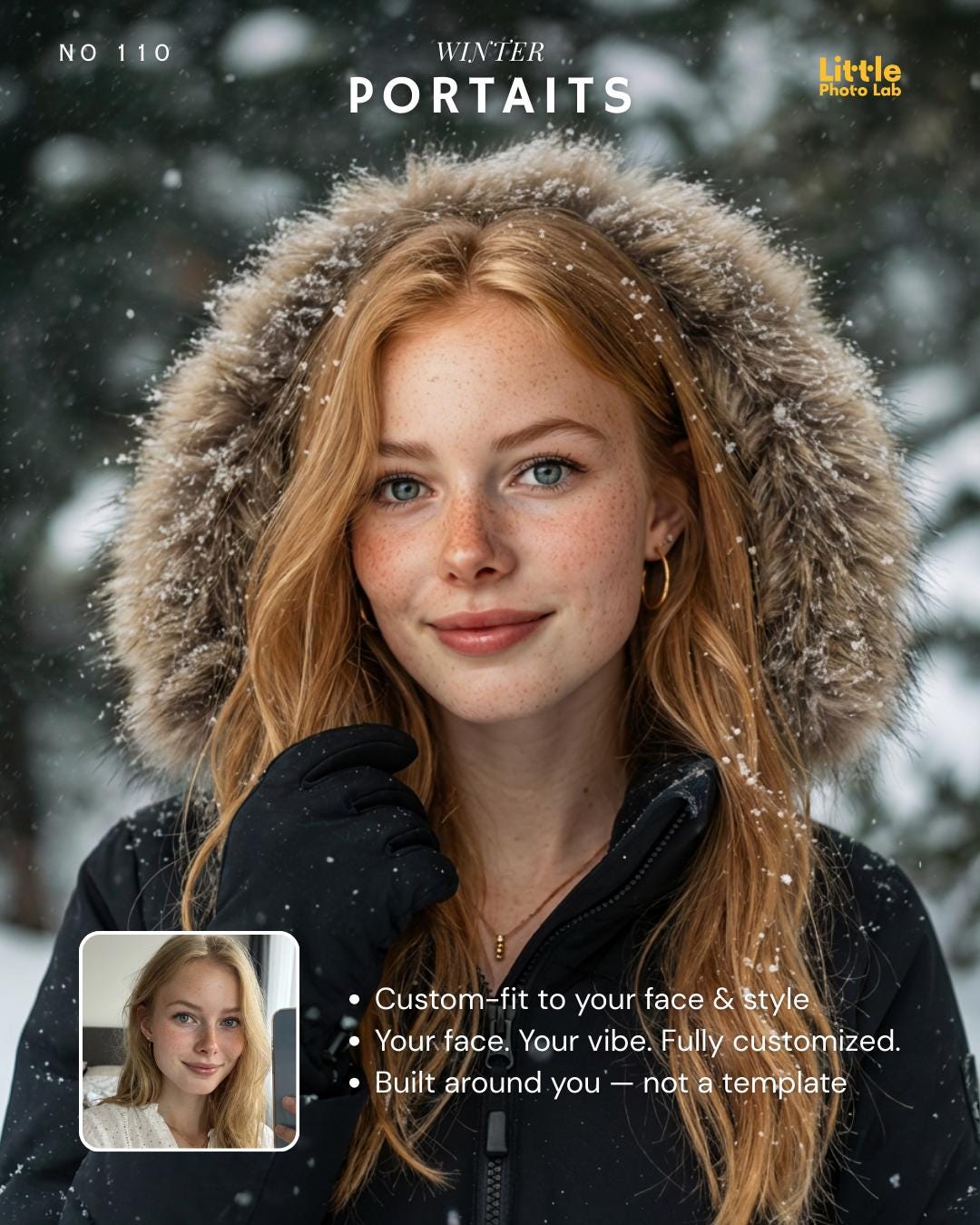 Winter Portraits Photoshoot, Custom Digital Portrait From Your Photo ...
