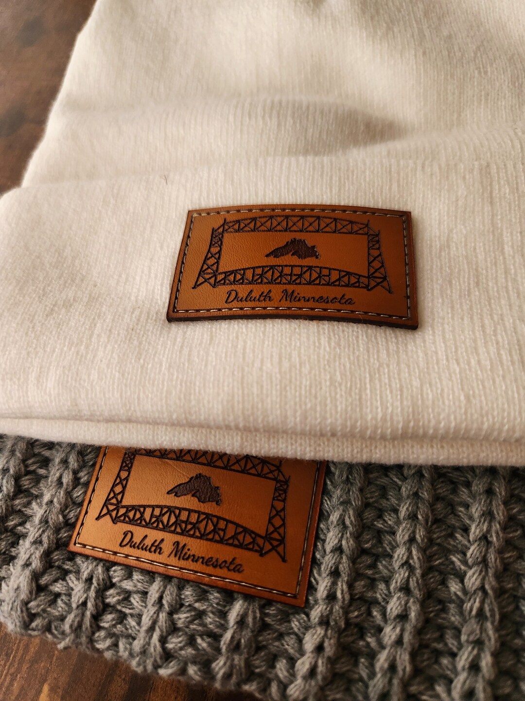 Duluth Minnesota Winter Hat | Lift Bridge | Lake Superior | Leather ...