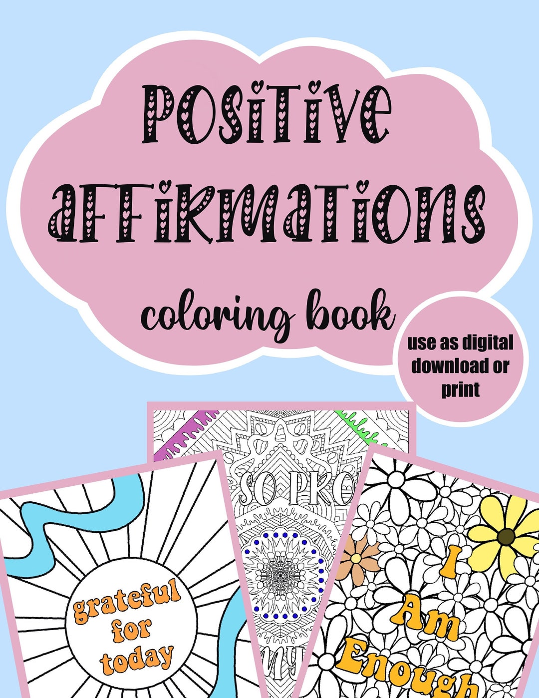 Positive Affirmations Coloring Book ~ Digital Download - Etsy