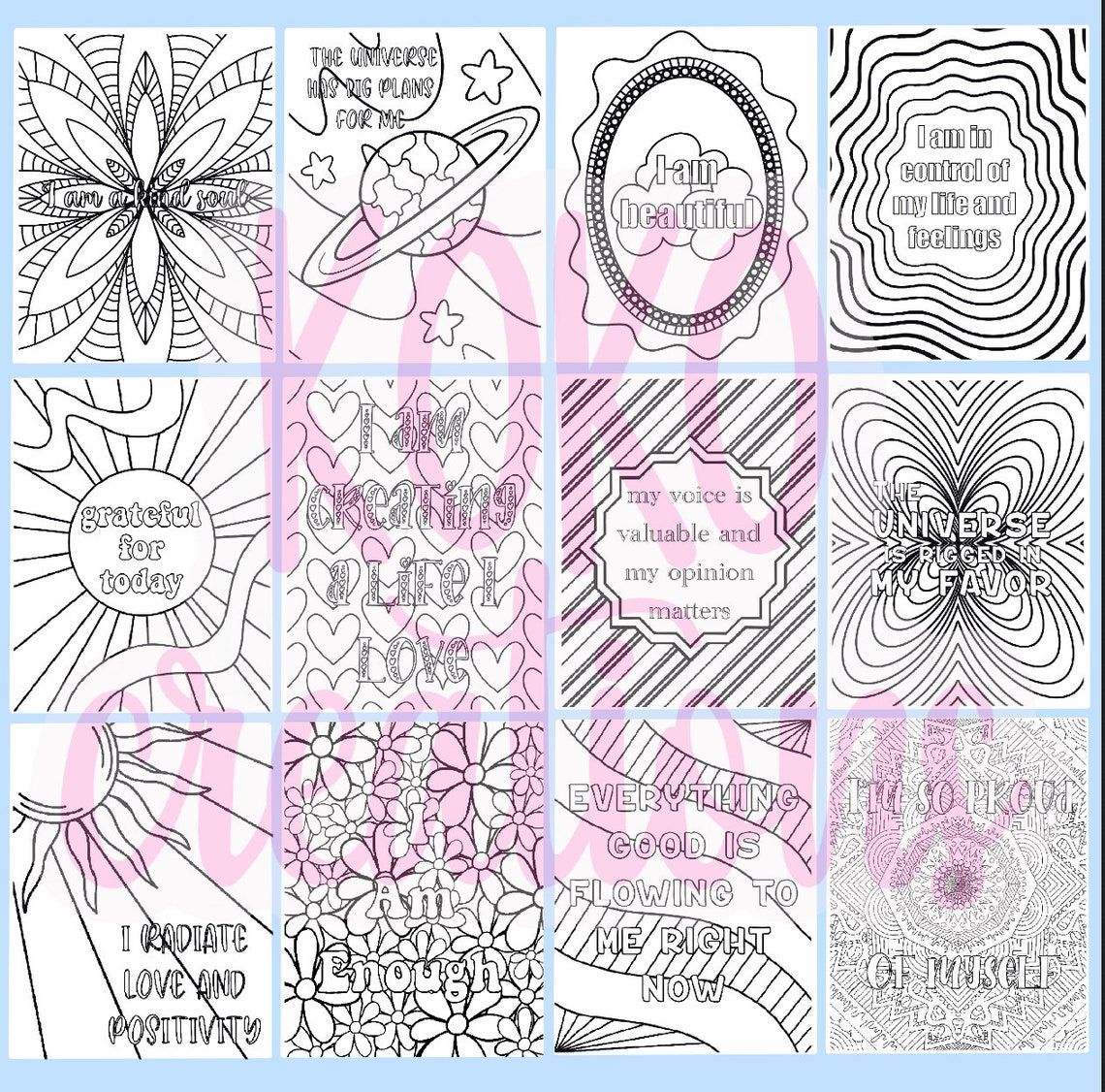 Positive Affirmations Coloring Book ~ Digital Download - Etsy