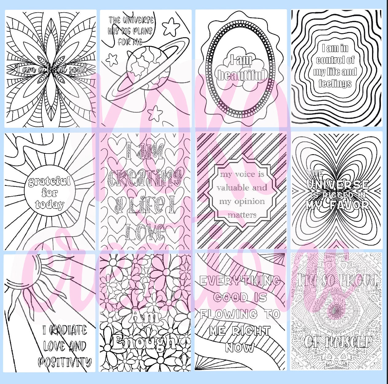 Positive Affirmations Coloring Book ~ Digital Download - Etsy