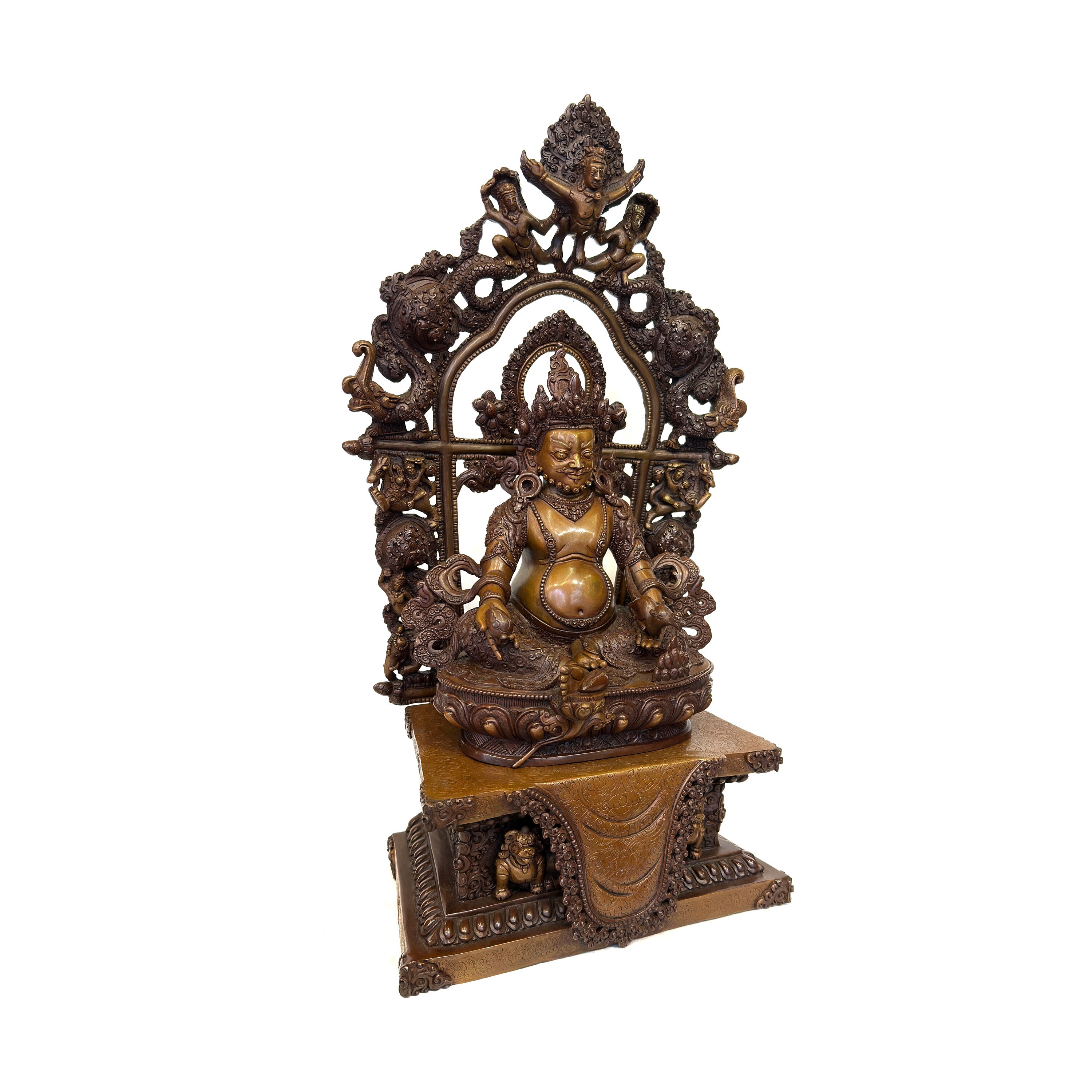 God of Wealth Dzambala Copper Statue Antique Kubera Metal Oxidized ...