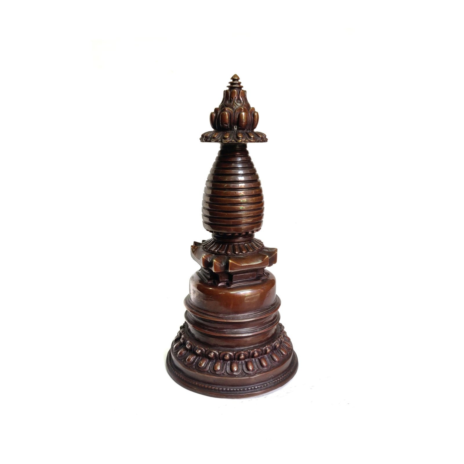 Hand Carved Solid Himalayan Copper Stupa Figure 6 Inch Stupa for Altar ...