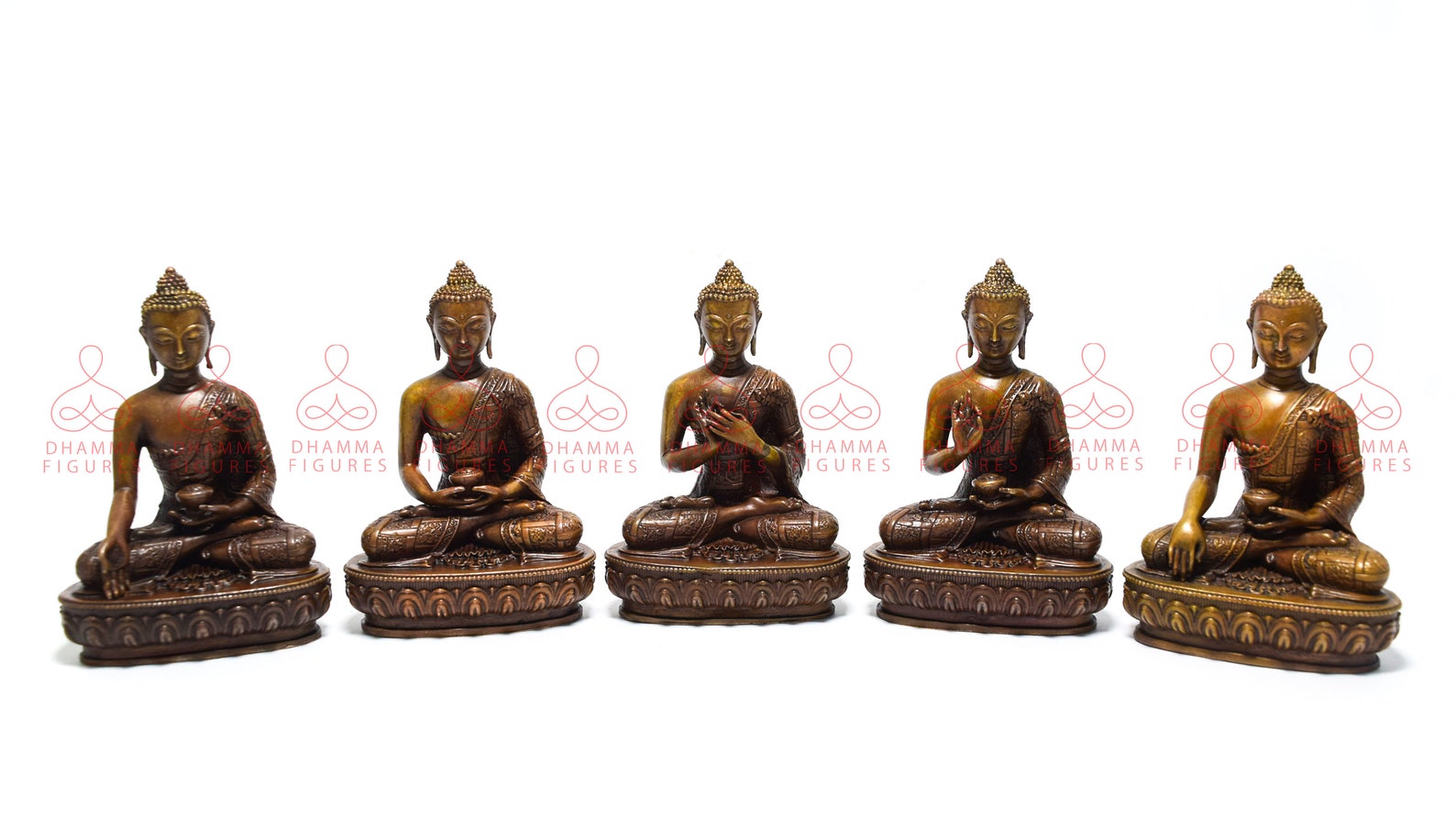 Set of Five Meditating Buddhas 5 Dhyani Buddhas | Etsy
