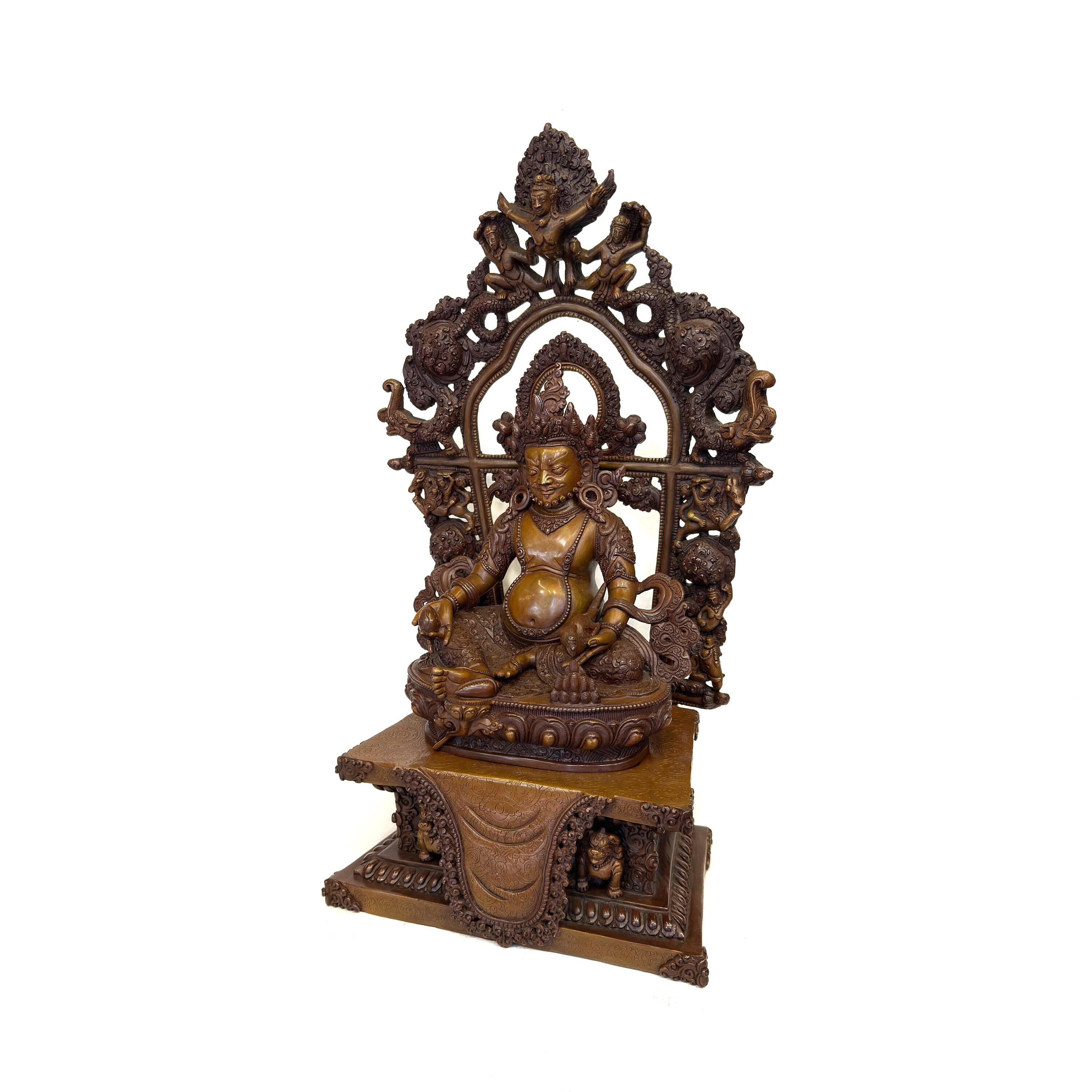 God of Wealth Dzambala Copper Statue Antique Kubera Metal Oxidized ...