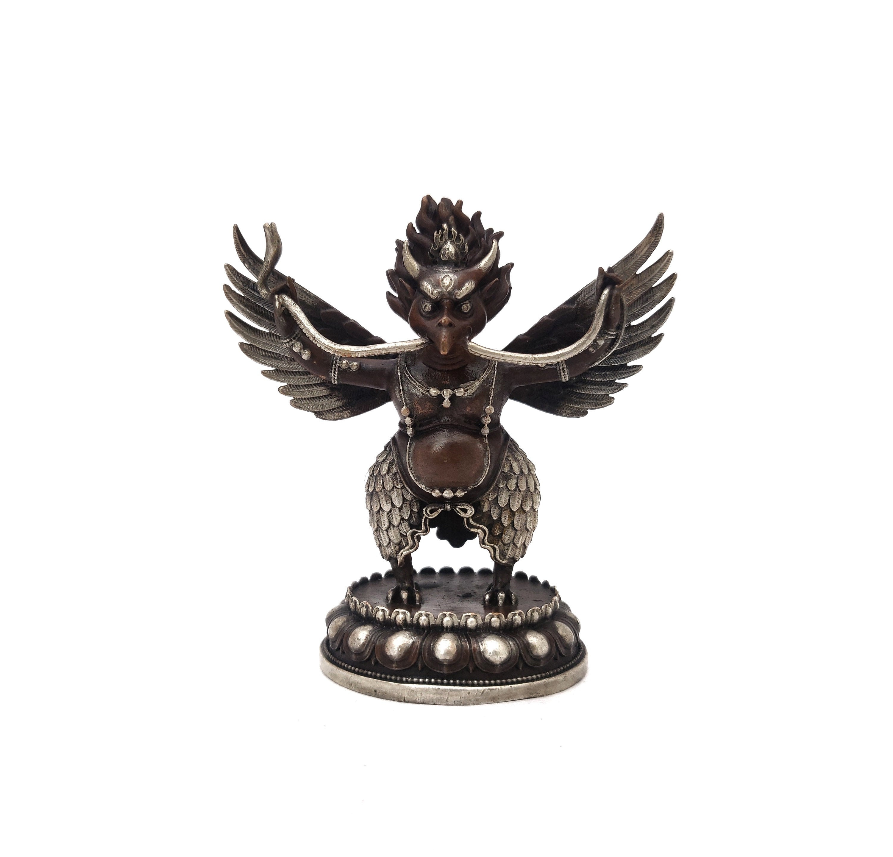 Garuda Statues, Silver Glided Oxidized Garuda Copper Figur, Unique ...