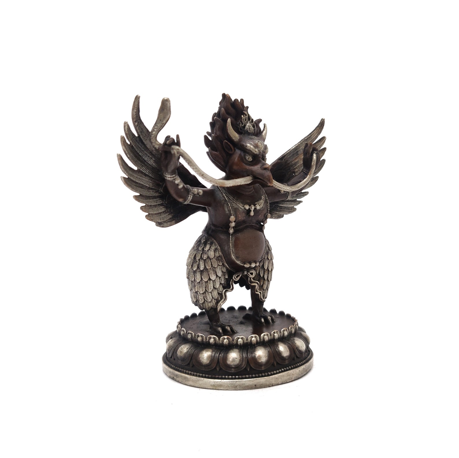 Garuda Statues, Silver Glided Oxidized Garuda Copper Figur, Unique ...
