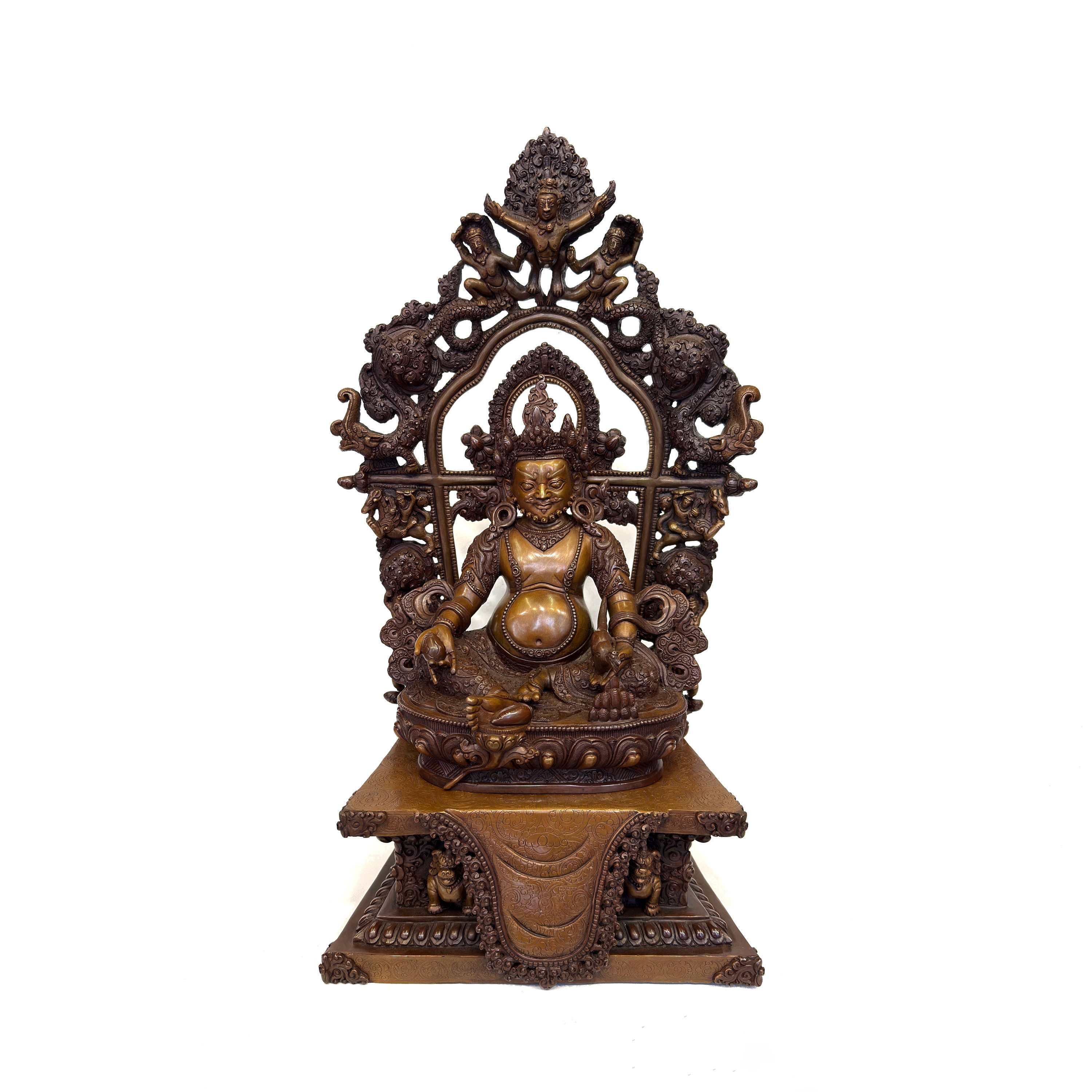 God of Wealth Dzambala Copper Statue Antique Kubera Metal Oxidized ...