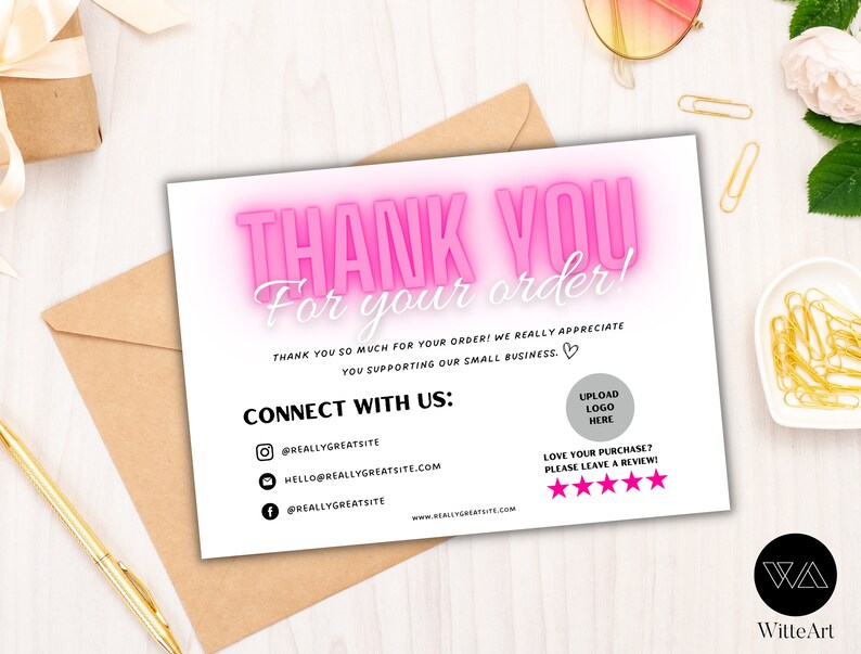 Small Business Thank You Card Template, Editable Business Thank You ...