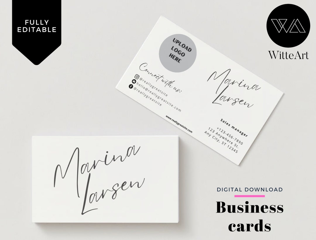 Small Business Business Card Template, Editable Business Cards ...