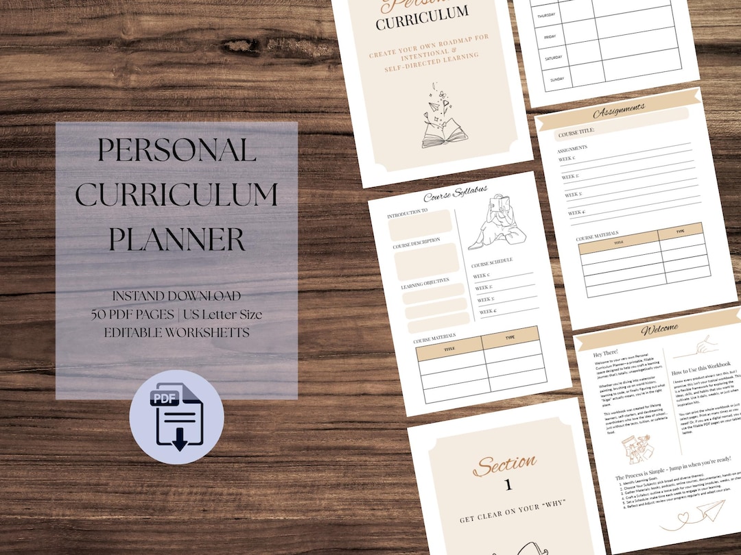 Personal Curriculum Planner: Self-directed Learning Workbook (printable ...