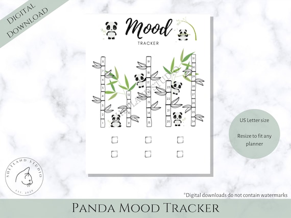 Panda Mood Tracker Printable Mood Chart Journal Bullet | Etsy Canada