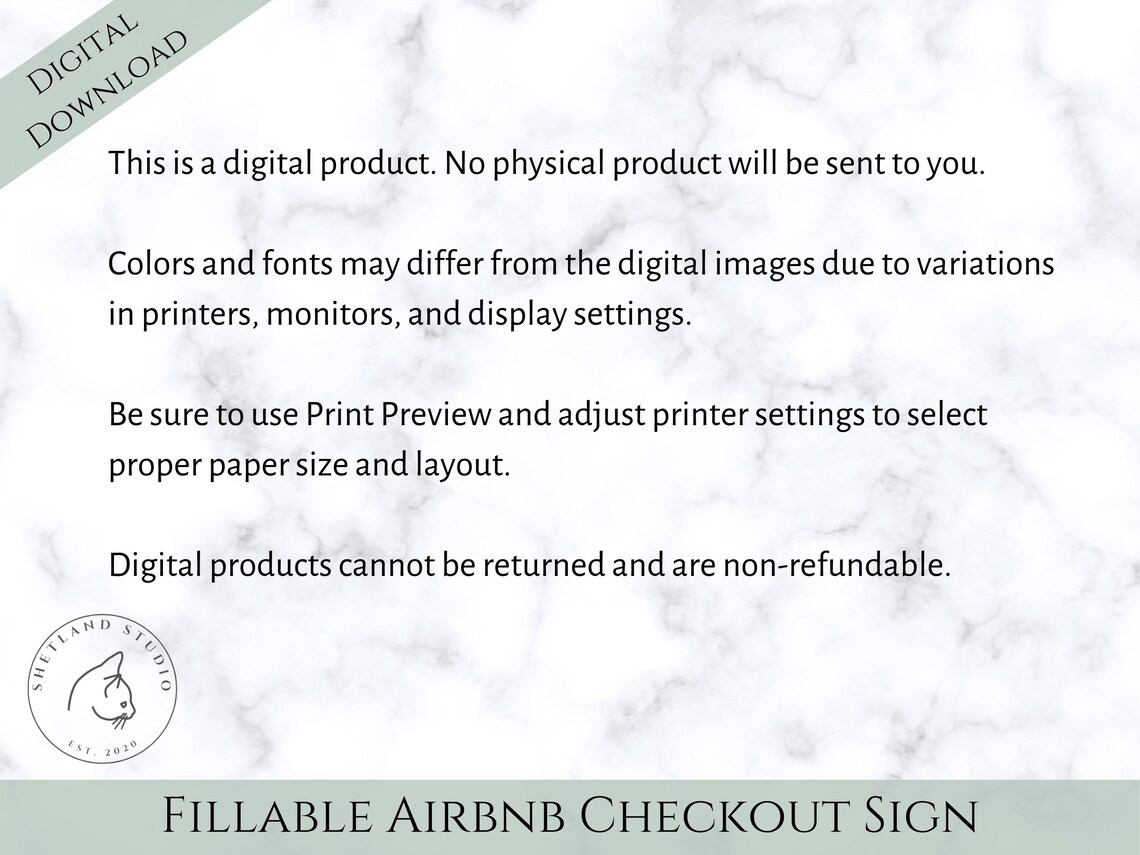 Fillable Airbnb Printable-checkout Instructions-airbnb Host Sign ...