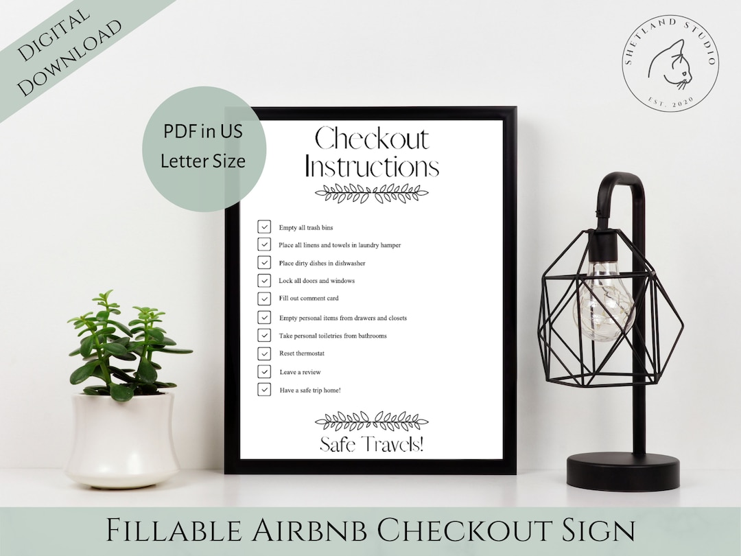 Fillable Airbnb Printable-checkout Instructions-airbnb Host Sign ...
