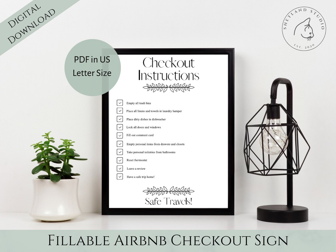 Fillable Airbnb Printable-checkout Instructions-airbnb Host Sign ...
