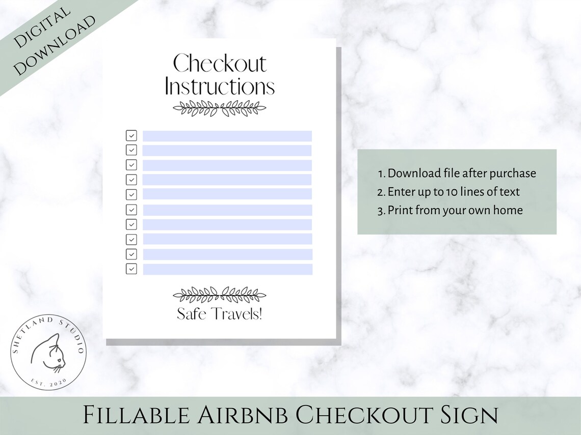Fillable Airbnb Printable-checkout Instructions-airbnb Host Sign ...