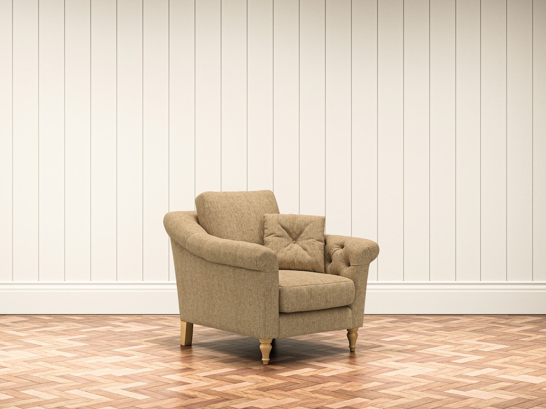 Yellow Abraham Moon Dalton Chair, Herringbone Woven Material With an ...