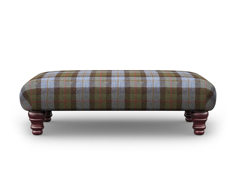 Harris Tweed Footstool in Check Sky 100% Wool in 3 Sizes - Etsy UK