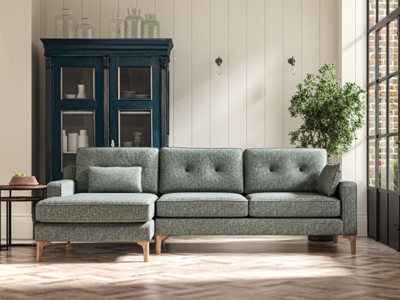 Blue tweed couch store