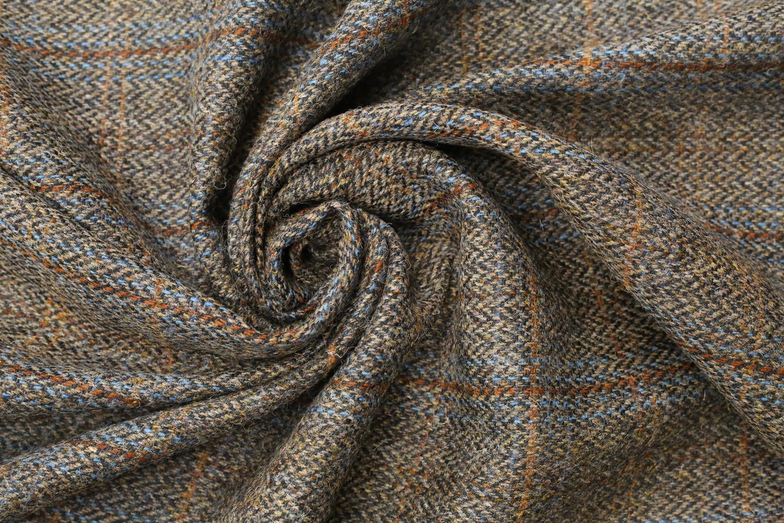 Authentic Harris Tweed Fabric by Metre Rust Blue Herringbone - Etsy UK