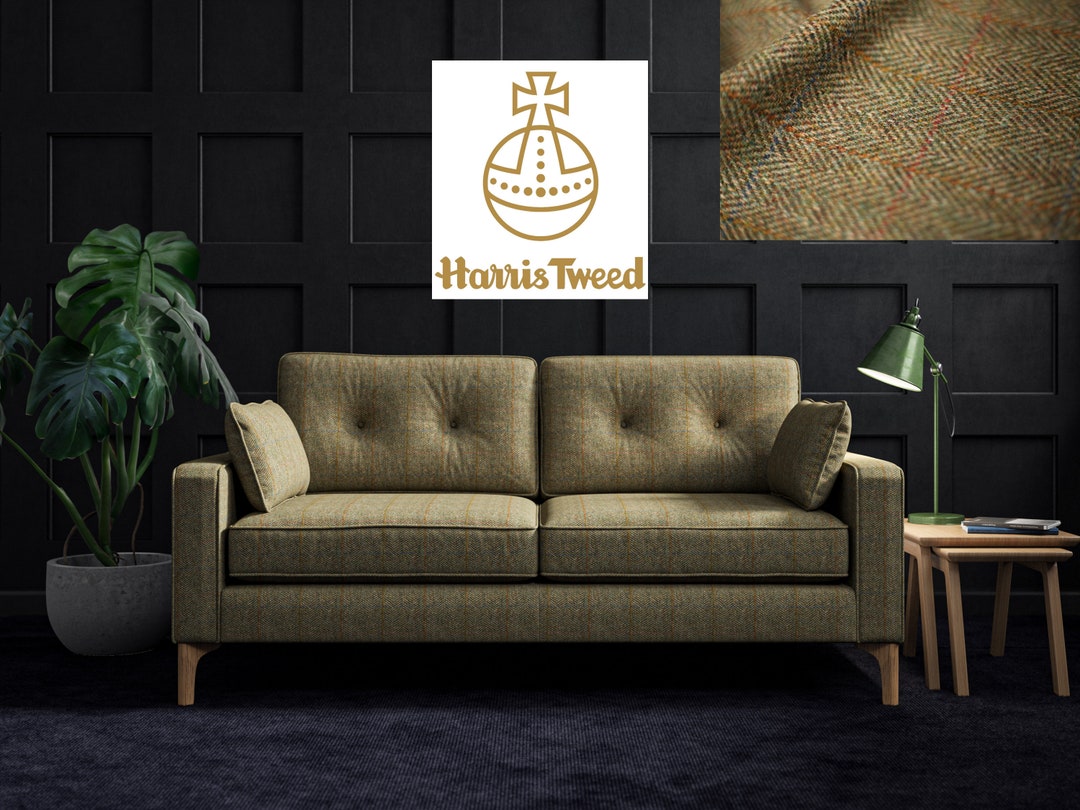 Hug Medium Sofa in Harris Tweed Herringbone Fern Green Etsy