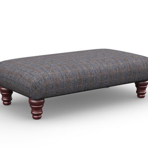 Harris Tweed Footstool in Herringbone Charcoal (100% Wool) in 3 Sizes ...