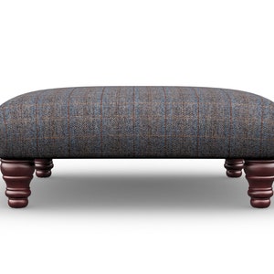 Harris Tweed Footstool in Herringbone Charcoal (100% Wool) in 3 Sizes ...