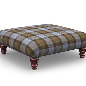 Harris Tweed Footstool in Check Sky (100% Wool) in 3 Sizes | Check Sky ...
