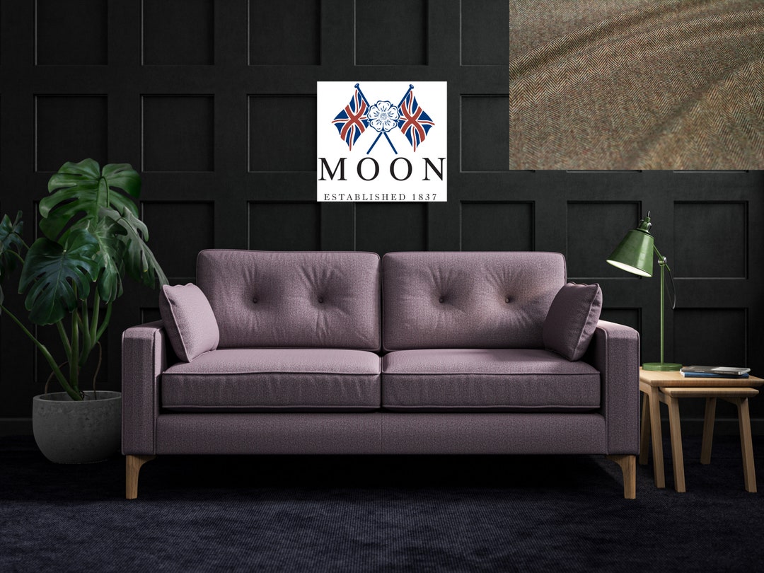Medium Sofa in Abraham Moons Herringbone Heather Purple Tones 2 Seater Sofa Hug Collection All About Tweed Etsy