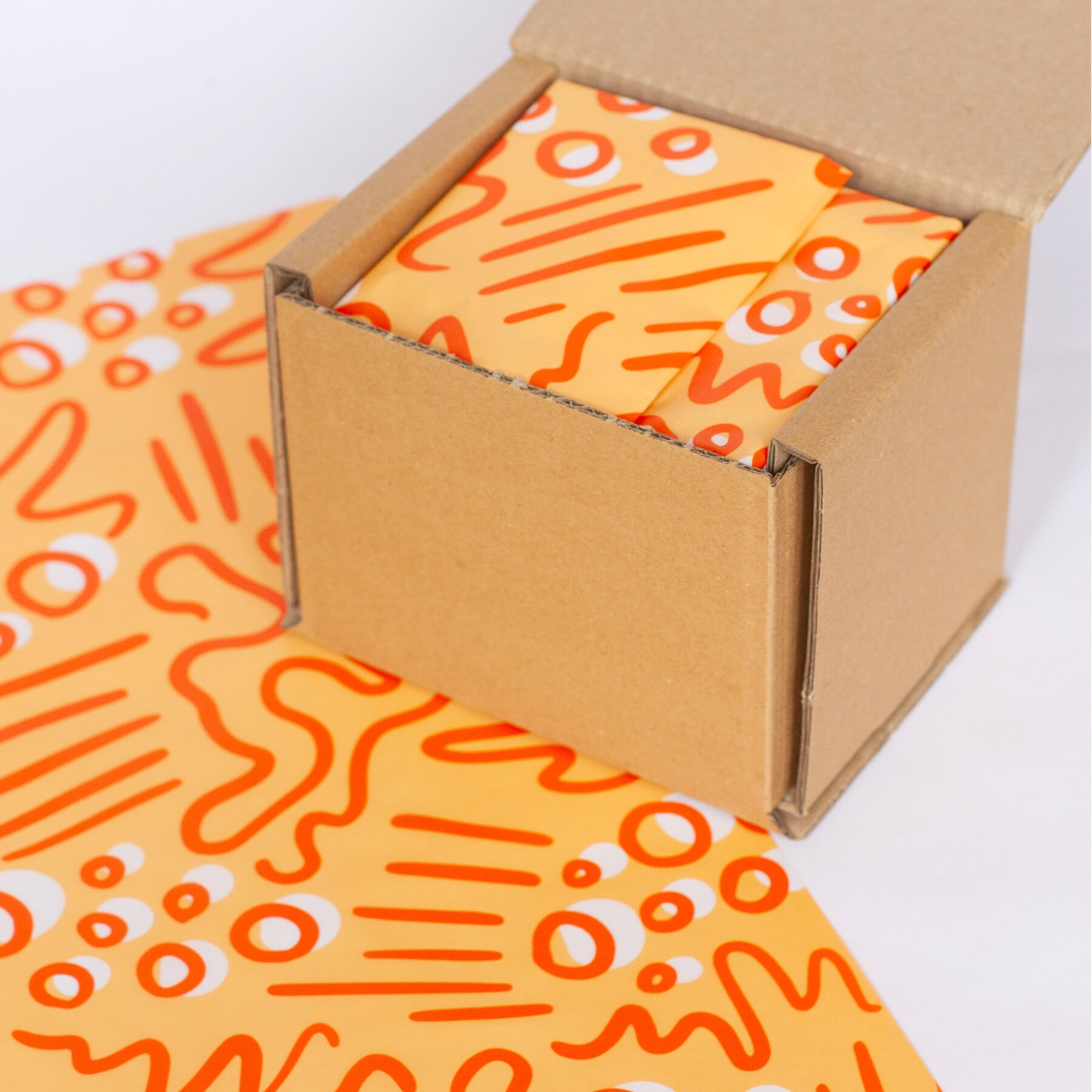 Tissue Paper 50 X Orange Doodles Tissue Paper Packaging - Etsy
