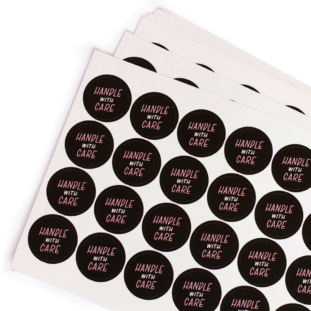 Stickers - 120 X Handle With Care Paper Stickers, Pretty Packaging ...