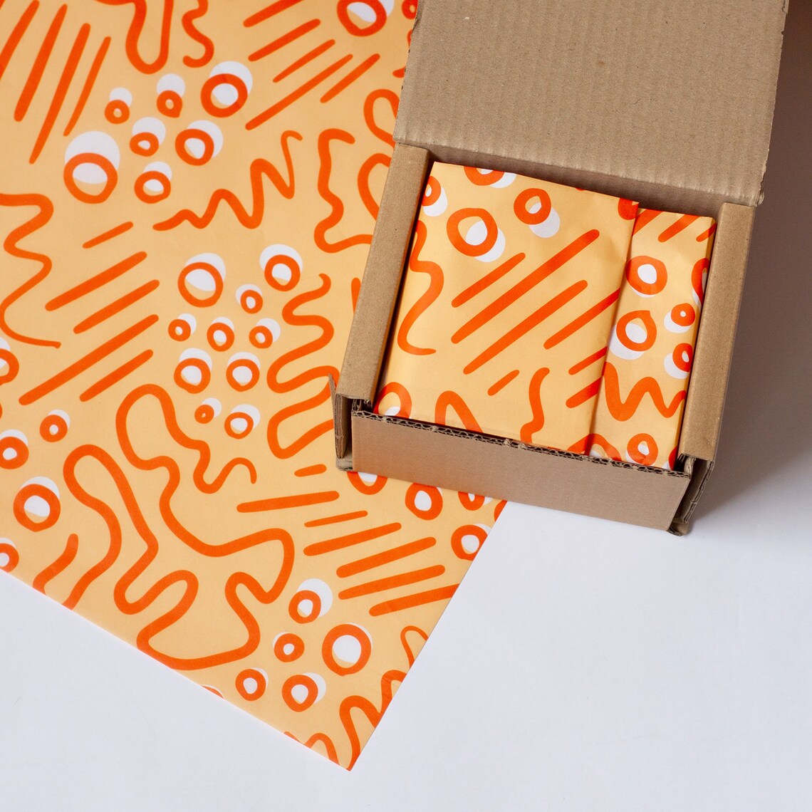 Tissue Paper 50 X Orange Doodles Tissue Paper Packaging - Etsy