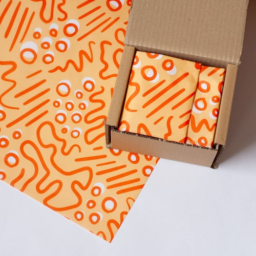 Tissue Paper 50 X Orange Doodles Tissue Paper Packaging - Etsy