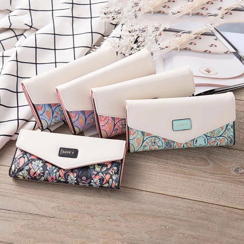 Women Ladies Wallet Purse Leather Wallet Card Button Clutch | Etsy