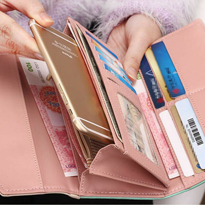 Women Ladies Wallet Purse Leather Wallet Card Button Clutch | Etsy